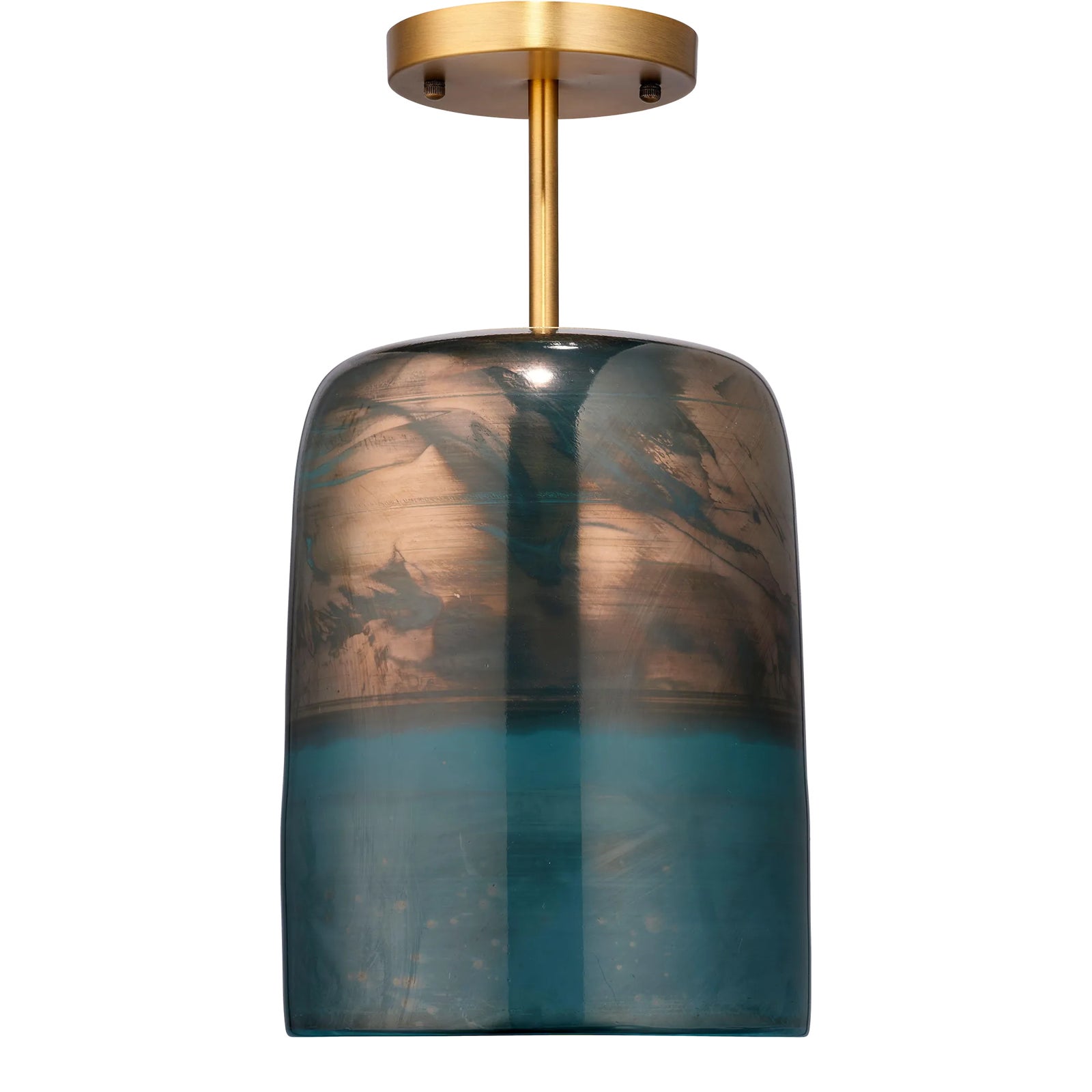 Vapor Semi-Flush Mount, Aqua & Brass | Chairish