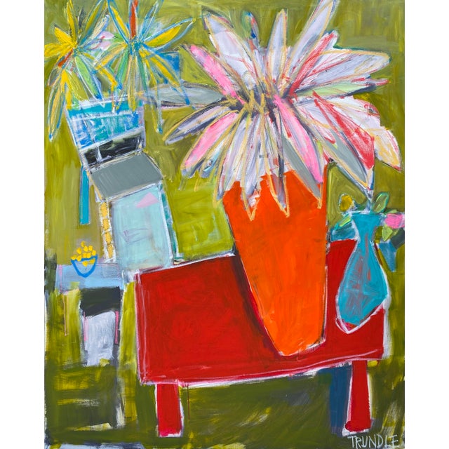 Sarah Trundle Contemporary Abstract Still Life Painting, "Orange Vase ...