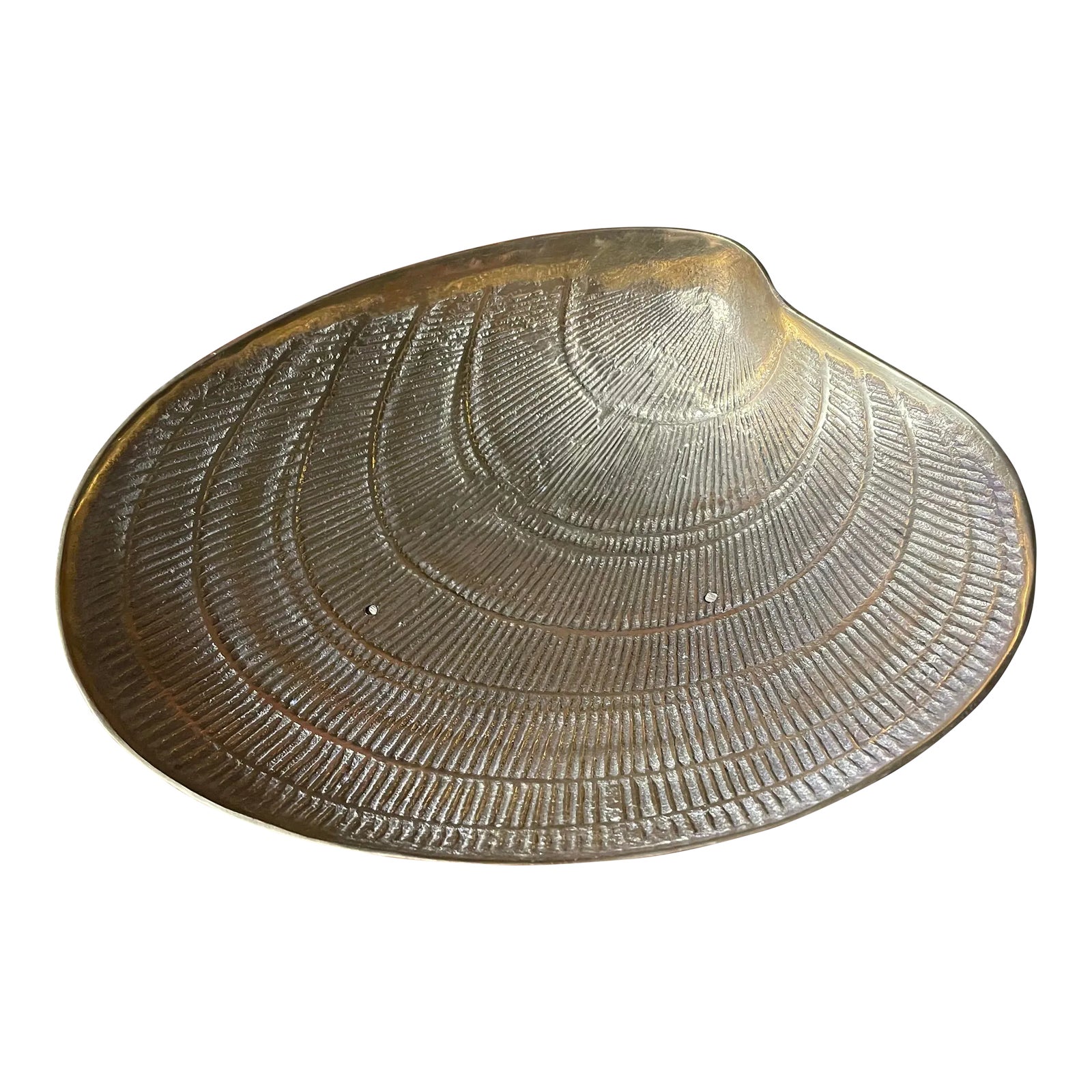 Large Footed Brass Clamshell Catch All | Chairish