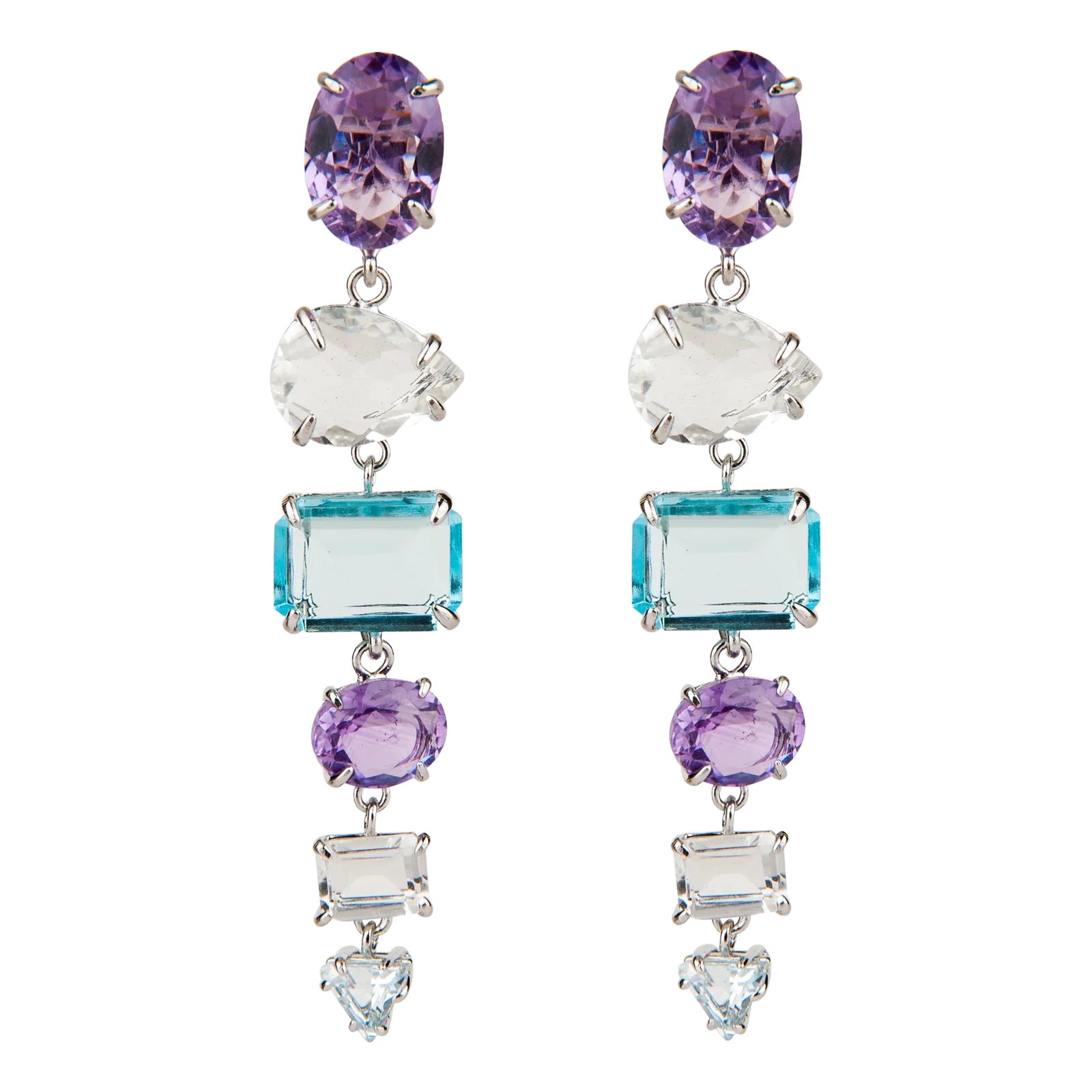 Kelly Earrings Base Metal, Purple | Chairish