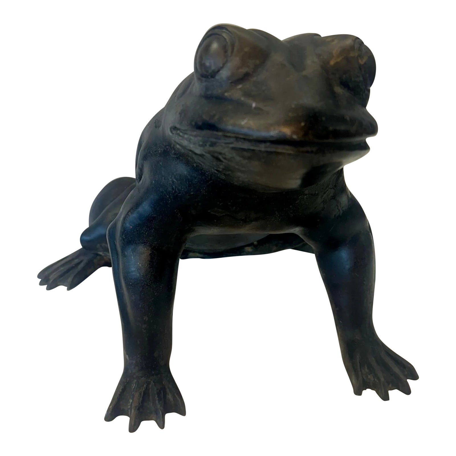 Mid 20th Century Japanese Bronze Frog Sculpture | Chairish