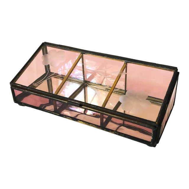 Etched Glass and Brass Divided Box | Chairish