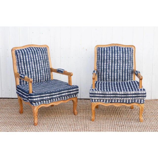 Pair of Finely Carved French Indigo Chairs | Chairish