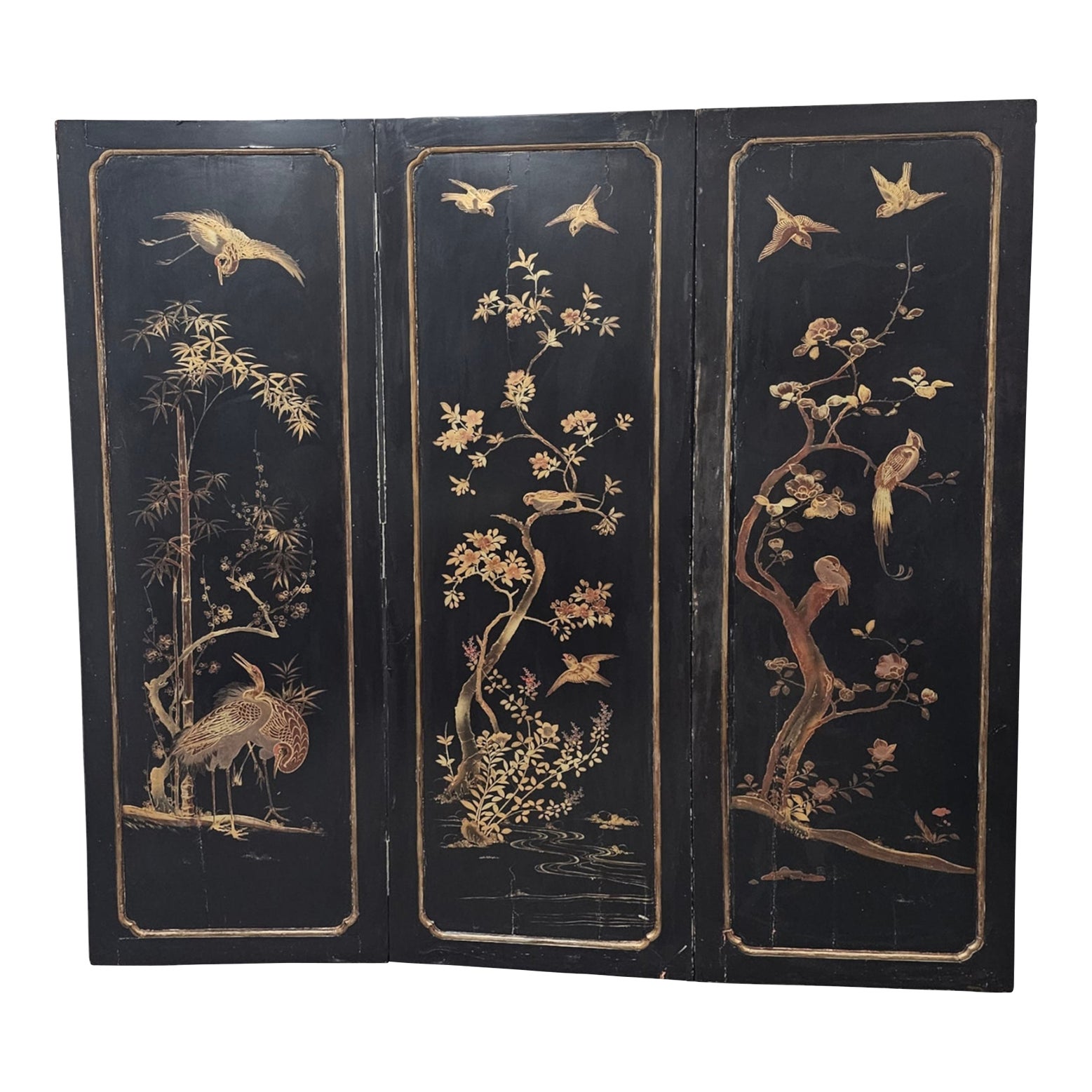 3-Panel Japanese Screen Room Divider | Chairish