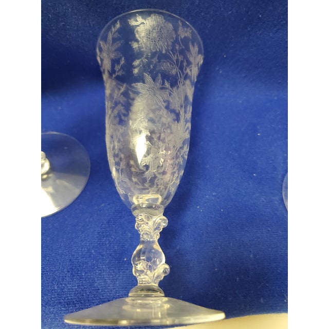 1950s Cambridge Crystal - Wildflower Wine Glasses - Set of 6 | Chairish