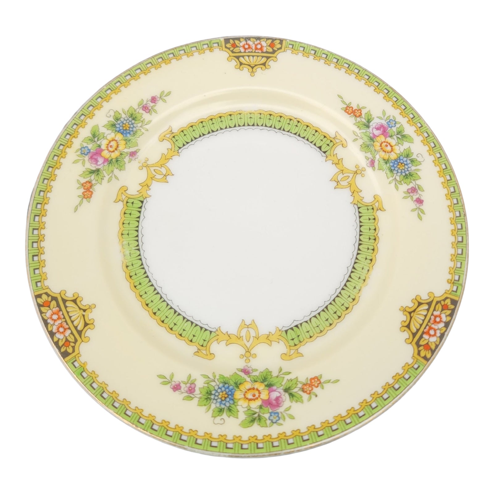 Vintage Meito Green Floral Border Bread & Butter Plate | Chairish
