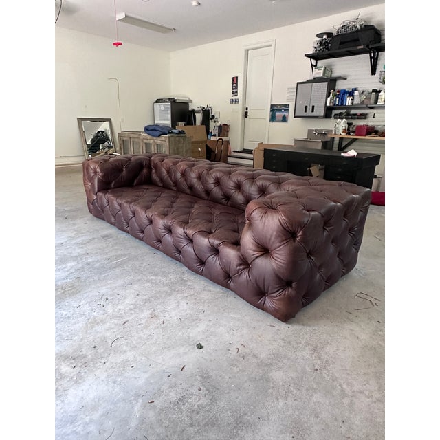 10 Foot Leather Chesterfield Soho Sofa | Chairish