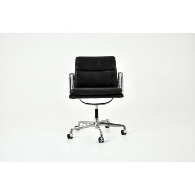 Black Leather Soft Pad Office Chair by Charles Ray Eames for ICF 1970s Chairish