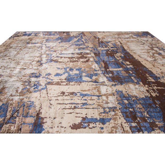 21st Century Modern Abstract Wool & Silk Rug 12 X 15 | Chairish