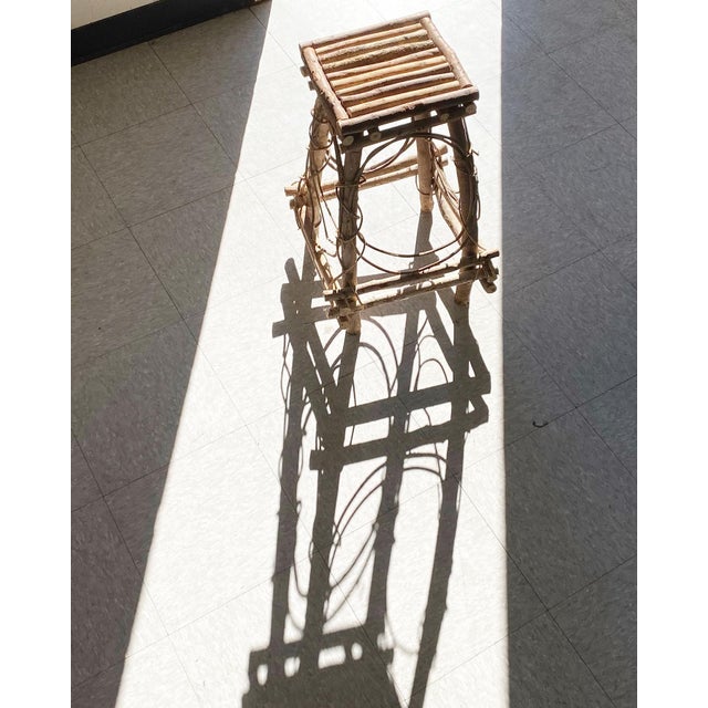 Organic Modern Artisan Made Willow Reed Plant Stand / Stool With ...