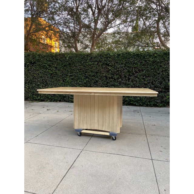1970s Postmodern Travertine Plinth Dining Table With Faceted Base ...