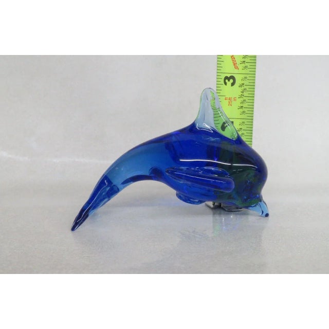 Cobalt Blue Hand Blown Art Glass Dolphin Small Figurine Paperweight ...