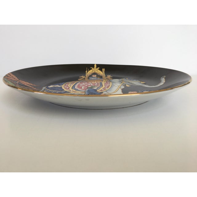 Vintage Porcelain Gold Rimmed Decorative Indian Themed Elephant Plate ...