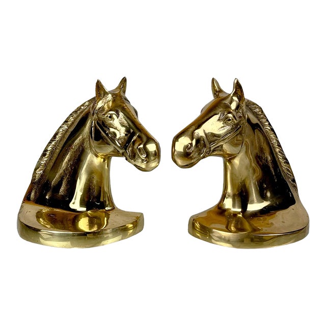 Vintage Traditional Brass Equestrian Show Horse Library Bookends - a ...