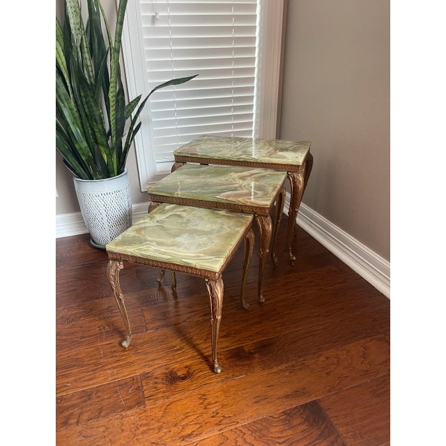 Late 20th Century Onyx Side Tables - Set of 3 | Chairish
