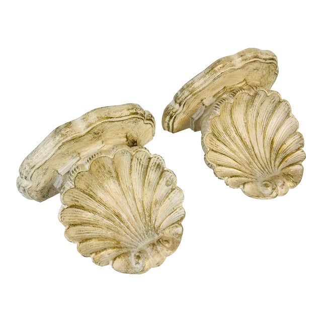 Vintage Coastal Shell Wall Shelves, a Pair | Chairish