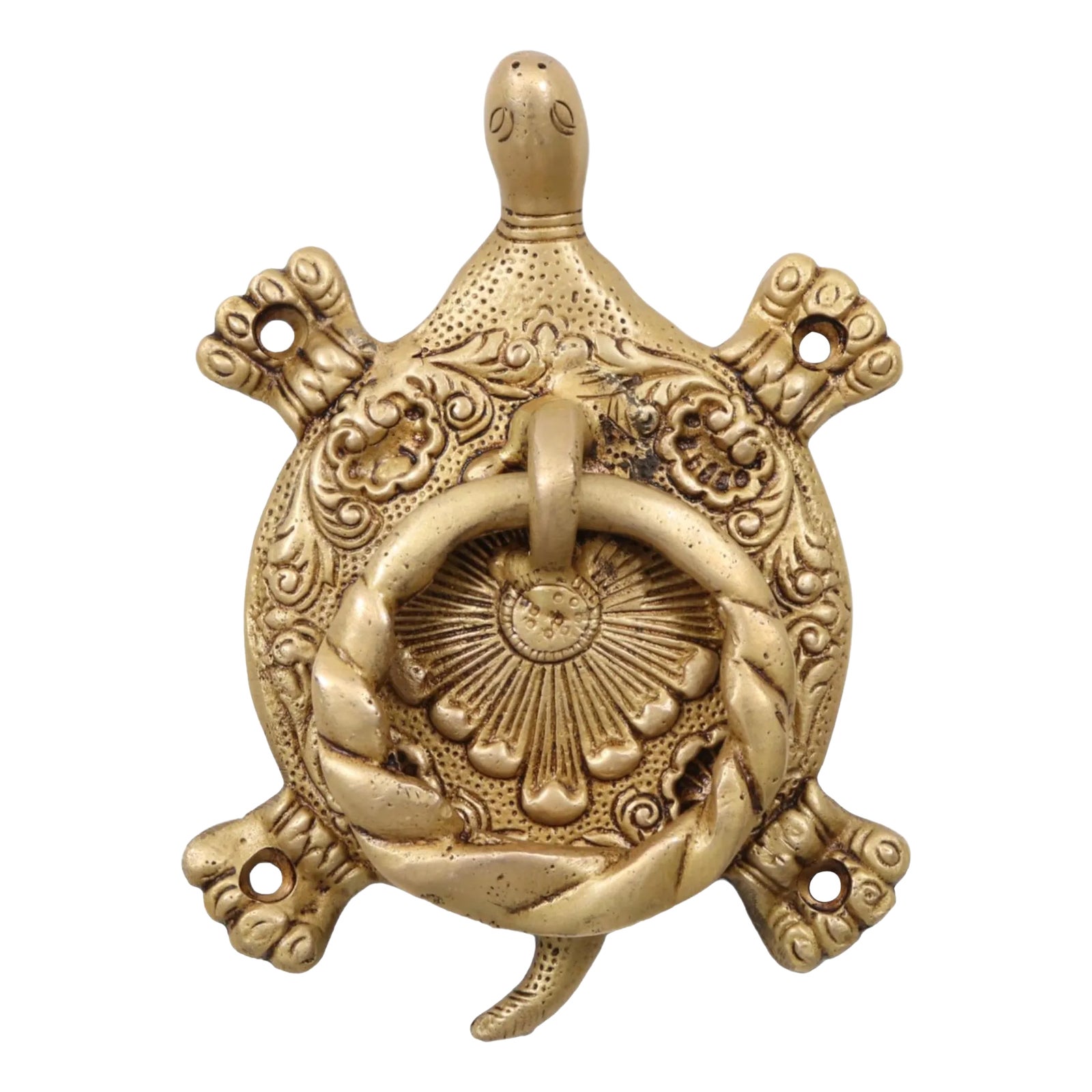 Gold Brass Turtle Door Knocker | Chairish
