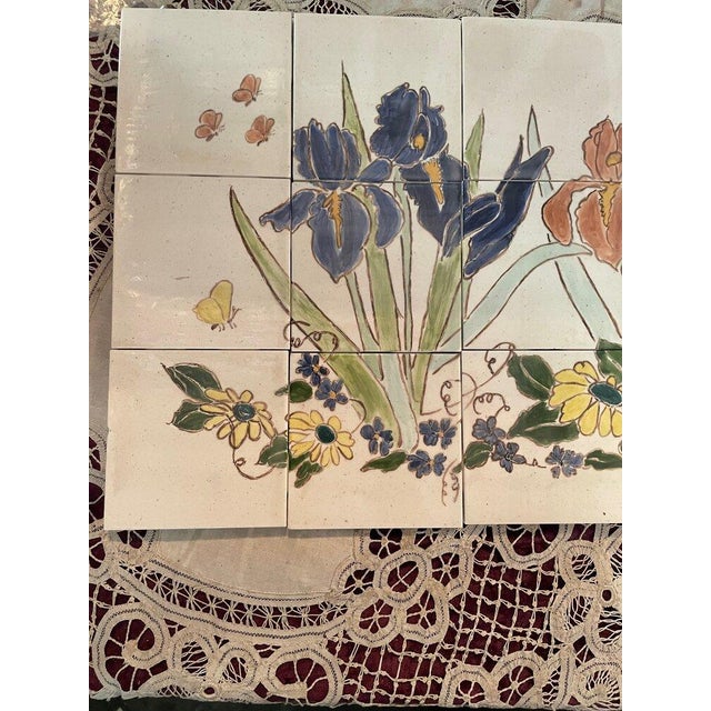 Mid-Century Floral Tile Backsplash - Set of 18 | Chairish