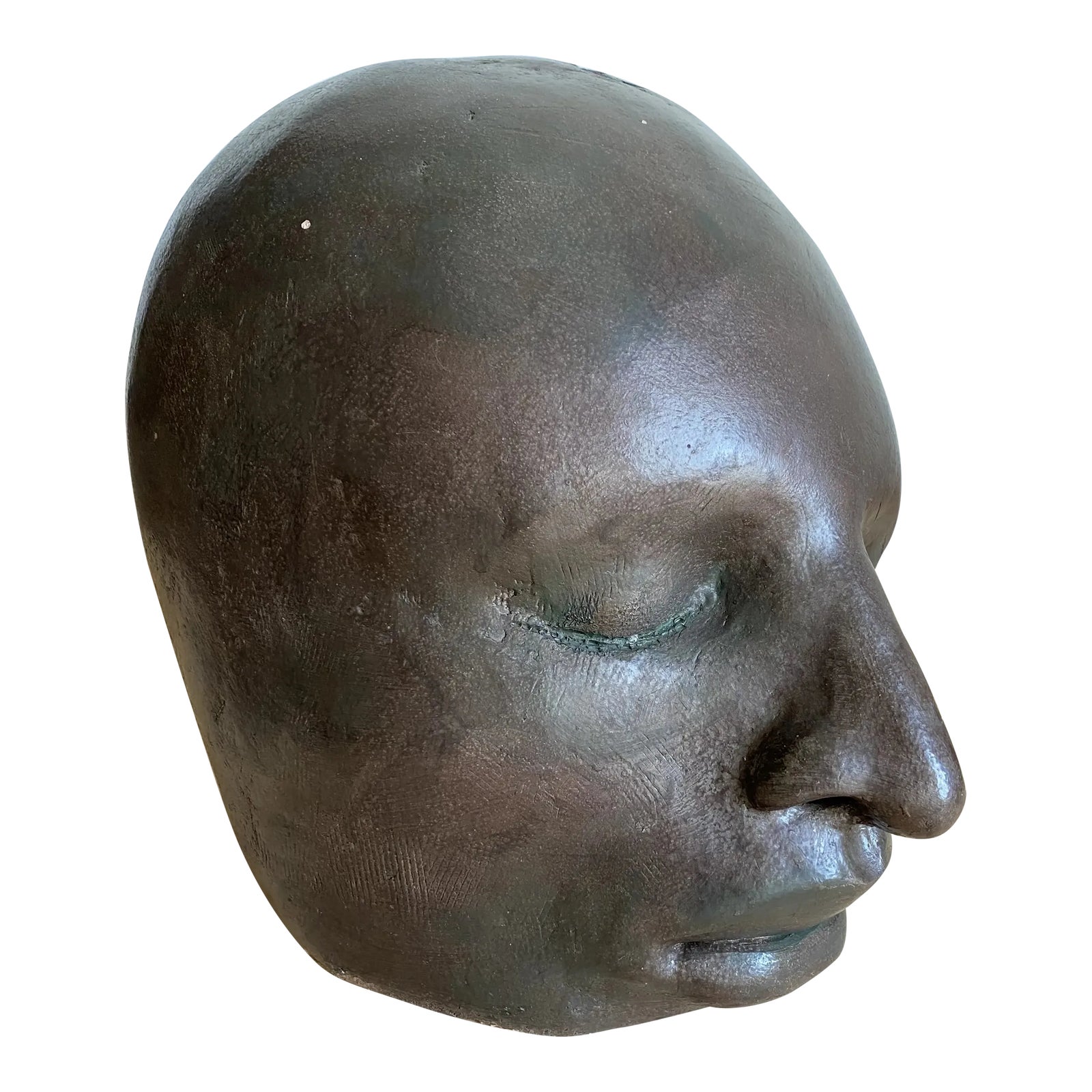 Sculpture Large Dreaming Head Clay Portrait 1 Tabletop Bust | Chairish