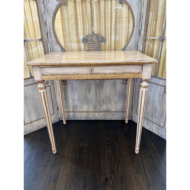 Antique French Hand Painted Parcel Gilt Table | Chairish