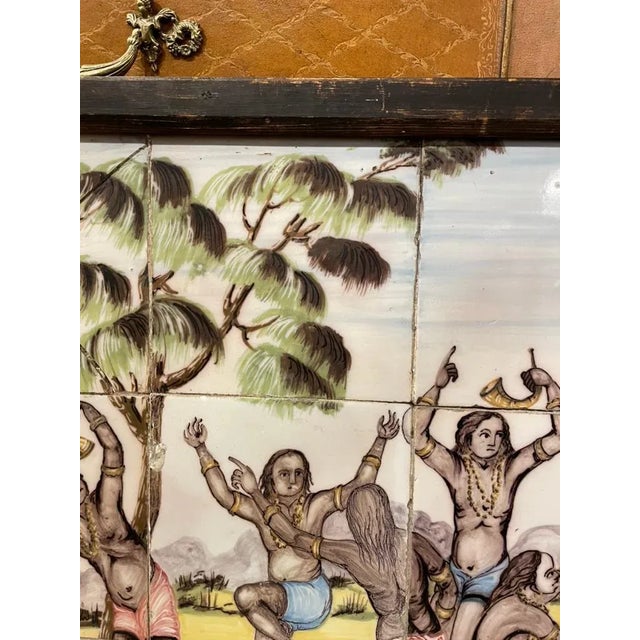 18th/19th Century Portuguese Tile Painting of Native Americans | Chairish