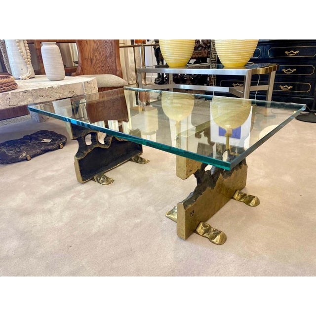 David Marshall Signed Brutalist Bronze Coffee Table | Chairish