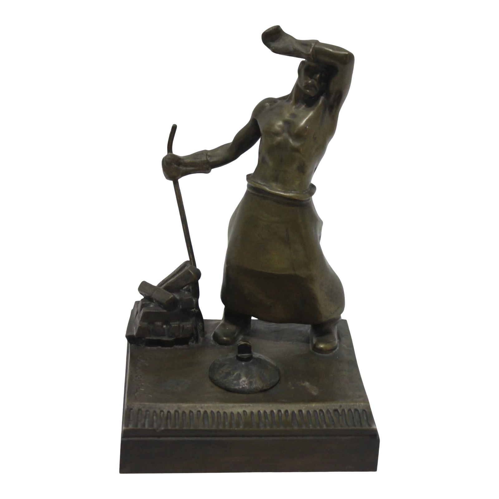 Heroic Smelter Worker 20th Century Bronze Sculpture Desk Set Signed by ...