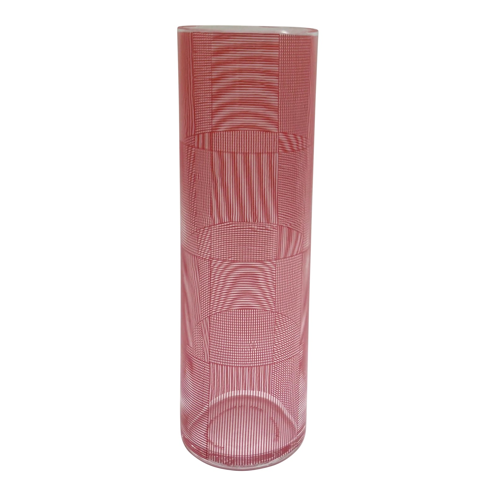 Rare 2000s Sydney Cash Optical Red Glass Vase for MoMA | Chairish