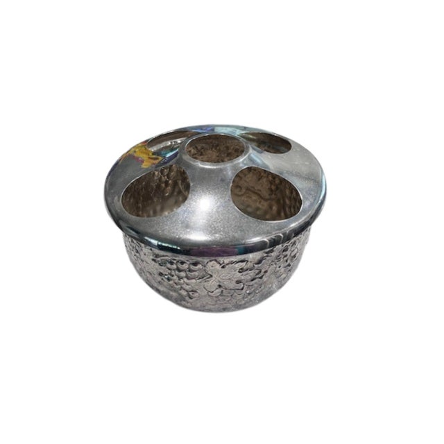 Vintage Silver-Plated Round Champagne & Wine Bottle Chiller Cooler Ice ...