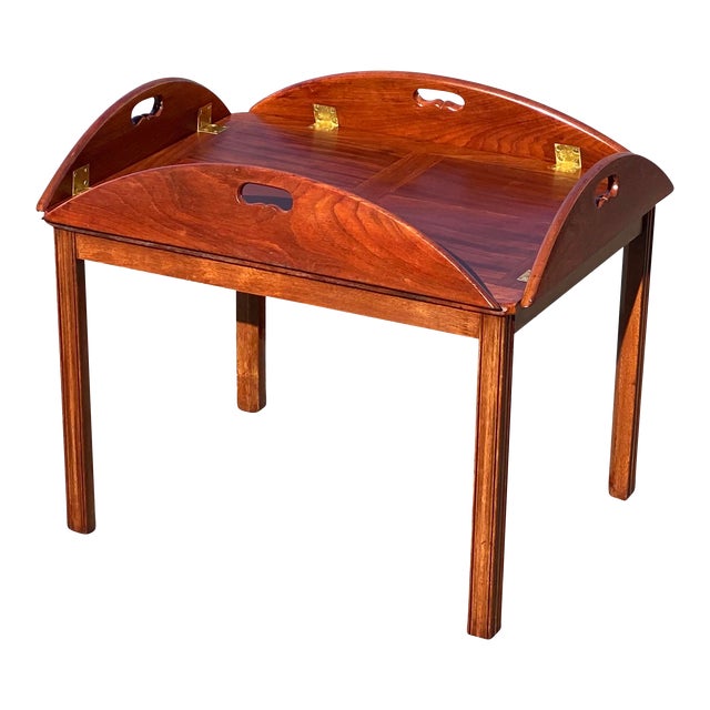 1960s Vintage Mahogany Chippendale Style Butlers Coffee Table | Chairish