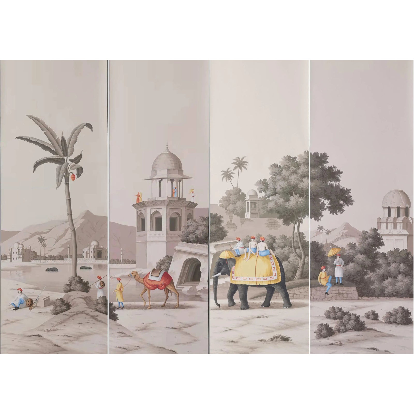 "Early View of India" Panoramic Murals Hand Painted Wallpapers on ...