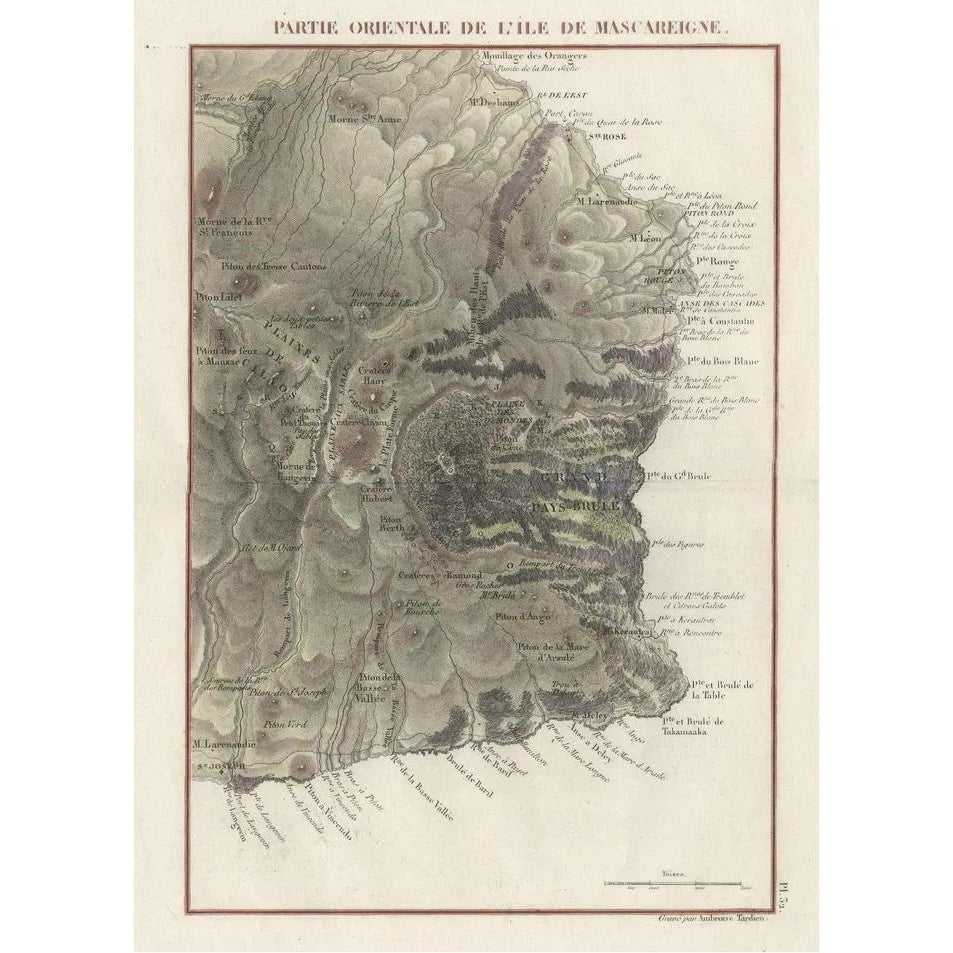 Map of Piton De La Fournaise, 1827 | Chairish
