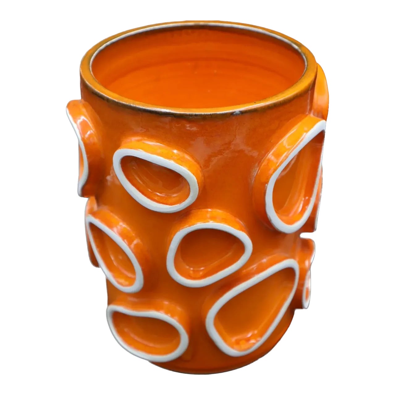 Signed Orange Vase by French Master Ceramicist Remi Fontaine | Chairish