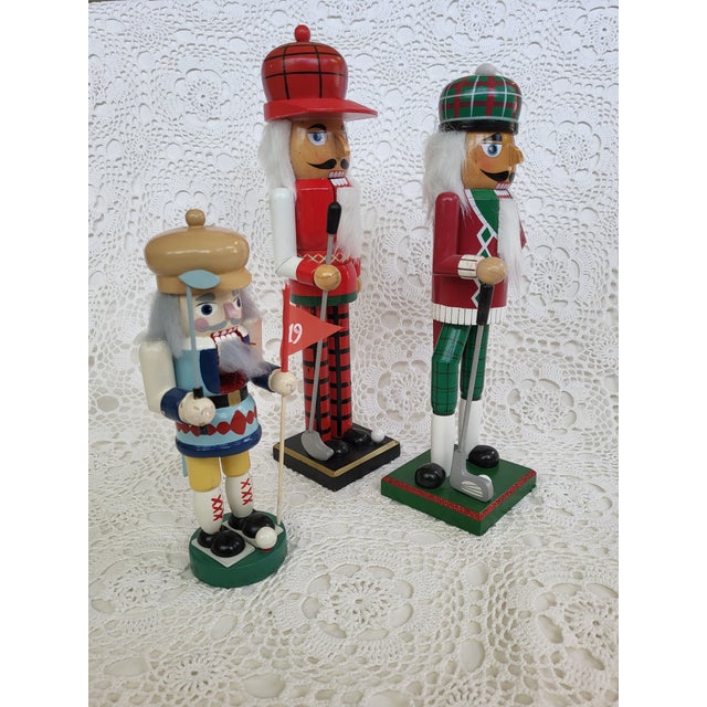 2000s Wooden Golfer Nutcrackers - Set of 3 | Chairish
