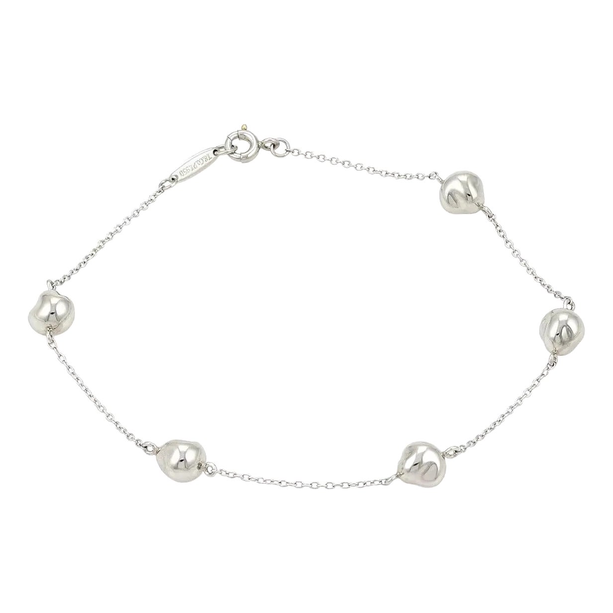 Tiffany & Co. Peretti Platinum 5 Nugget Charm Bracelet | Chairish