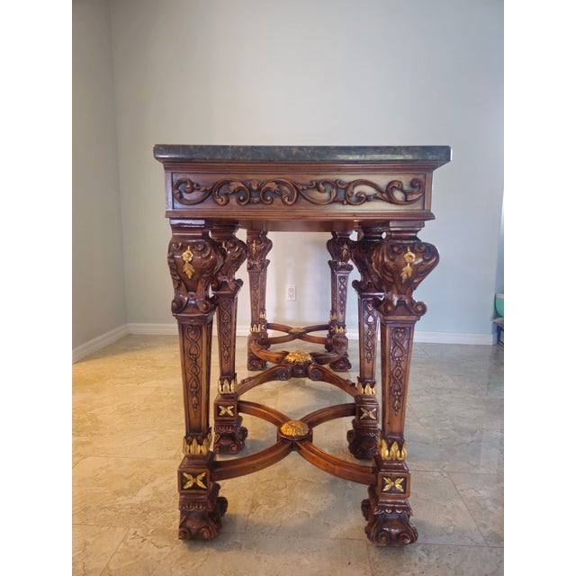 Hand-Carved Gilded Italian Style Table by Francesco Molon Italy | Chairish