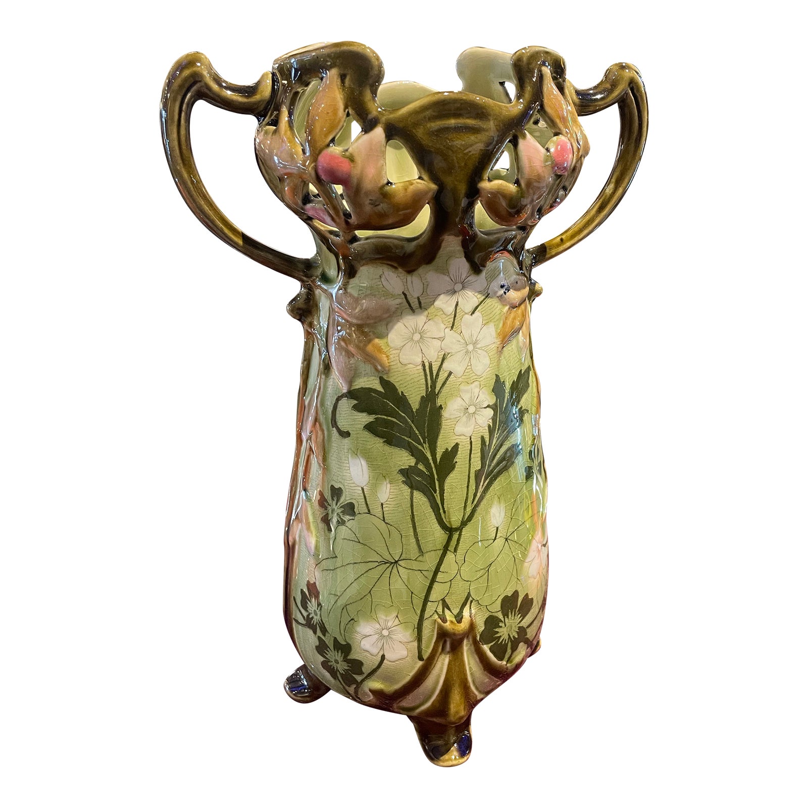 Early 1900s Art Nouveau Faiance Austrian Vase | Chairish