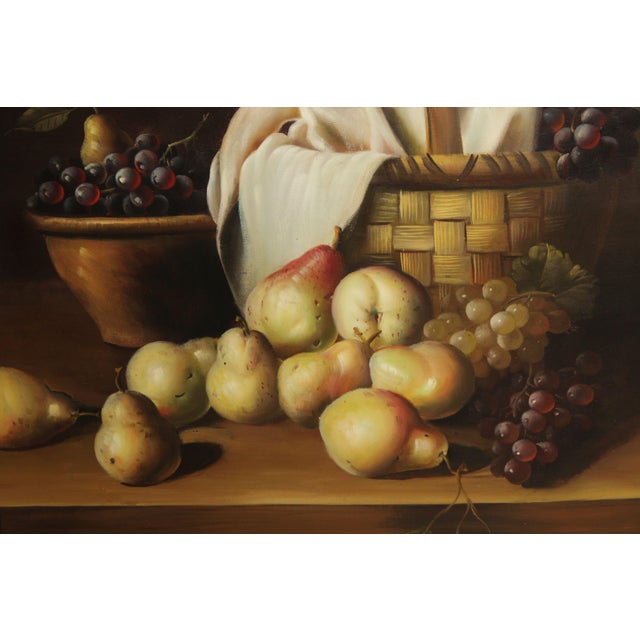 Vintage 20th Century Fruit Still Life Large Oil Painting, Custom Framed ...