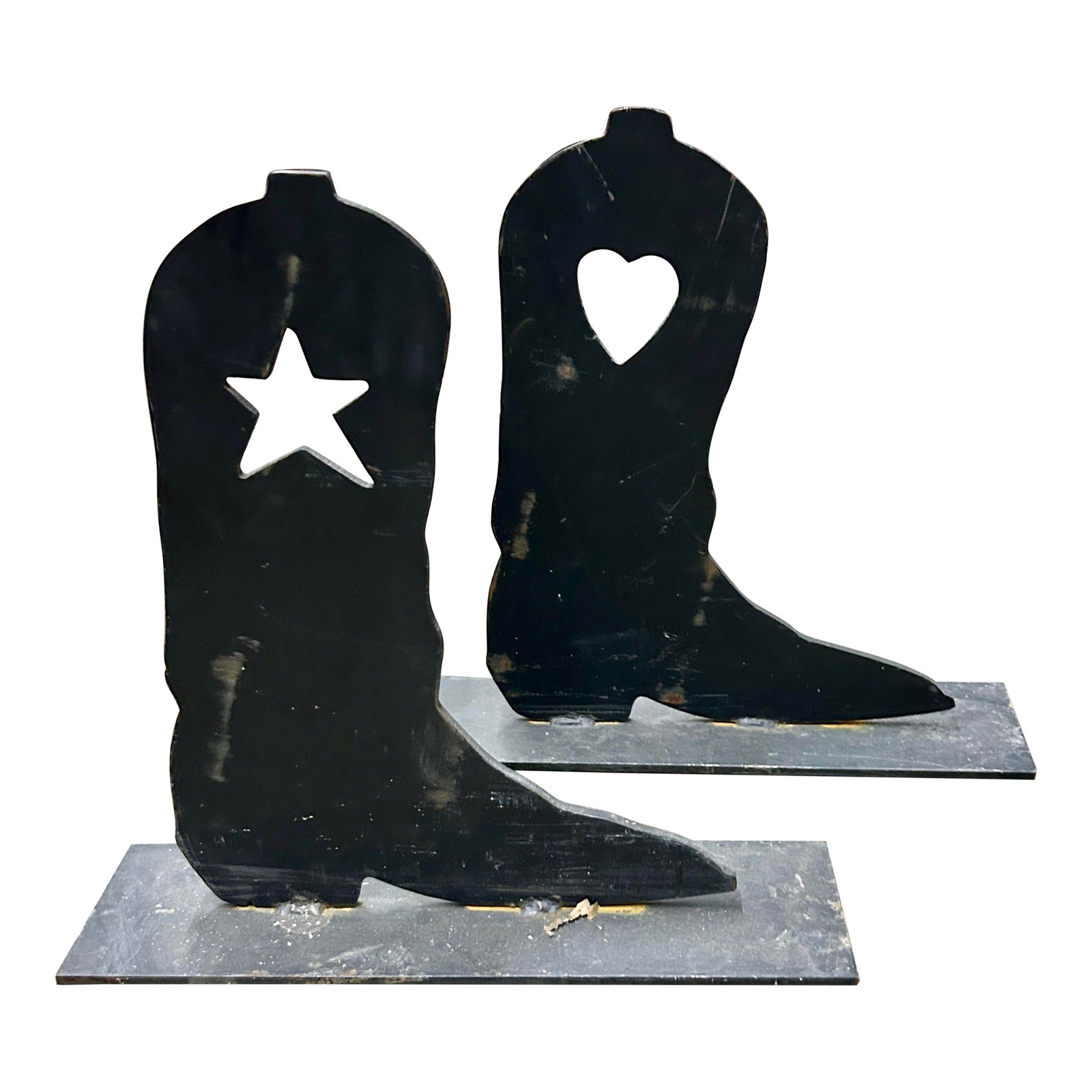 Vintage Cowboy Boot Door Stops Custom Cast Iron, a Pair | Chairish