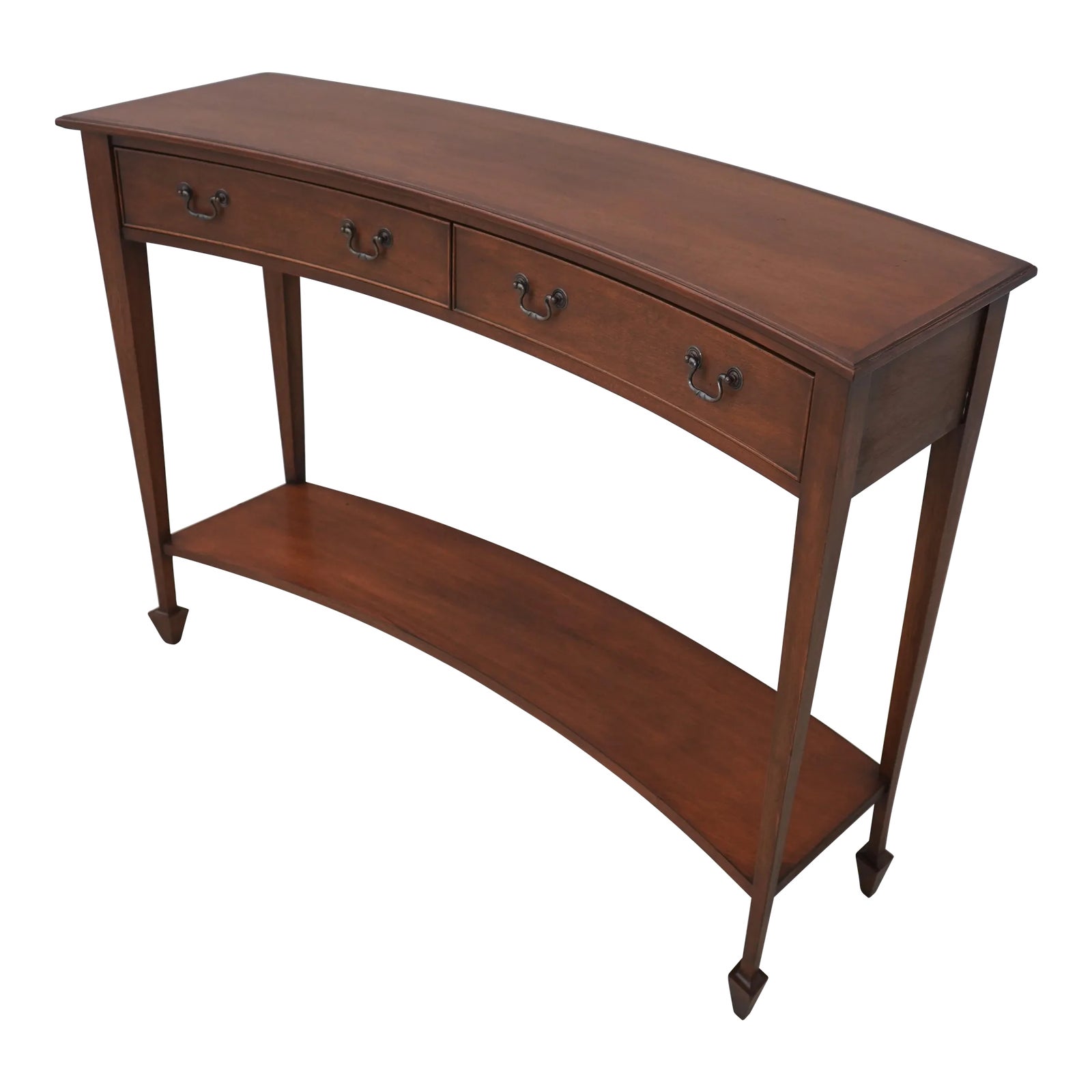 Mahogany 2 Drawer Crescent Shape Console Wall Table | Chairish