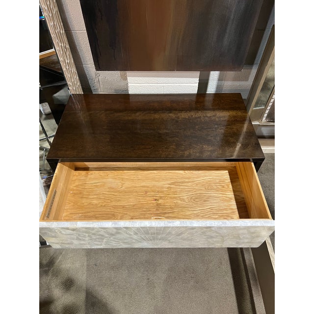 Bernhardt Dark Wood and Capiz Shell Nightstand | Chairish