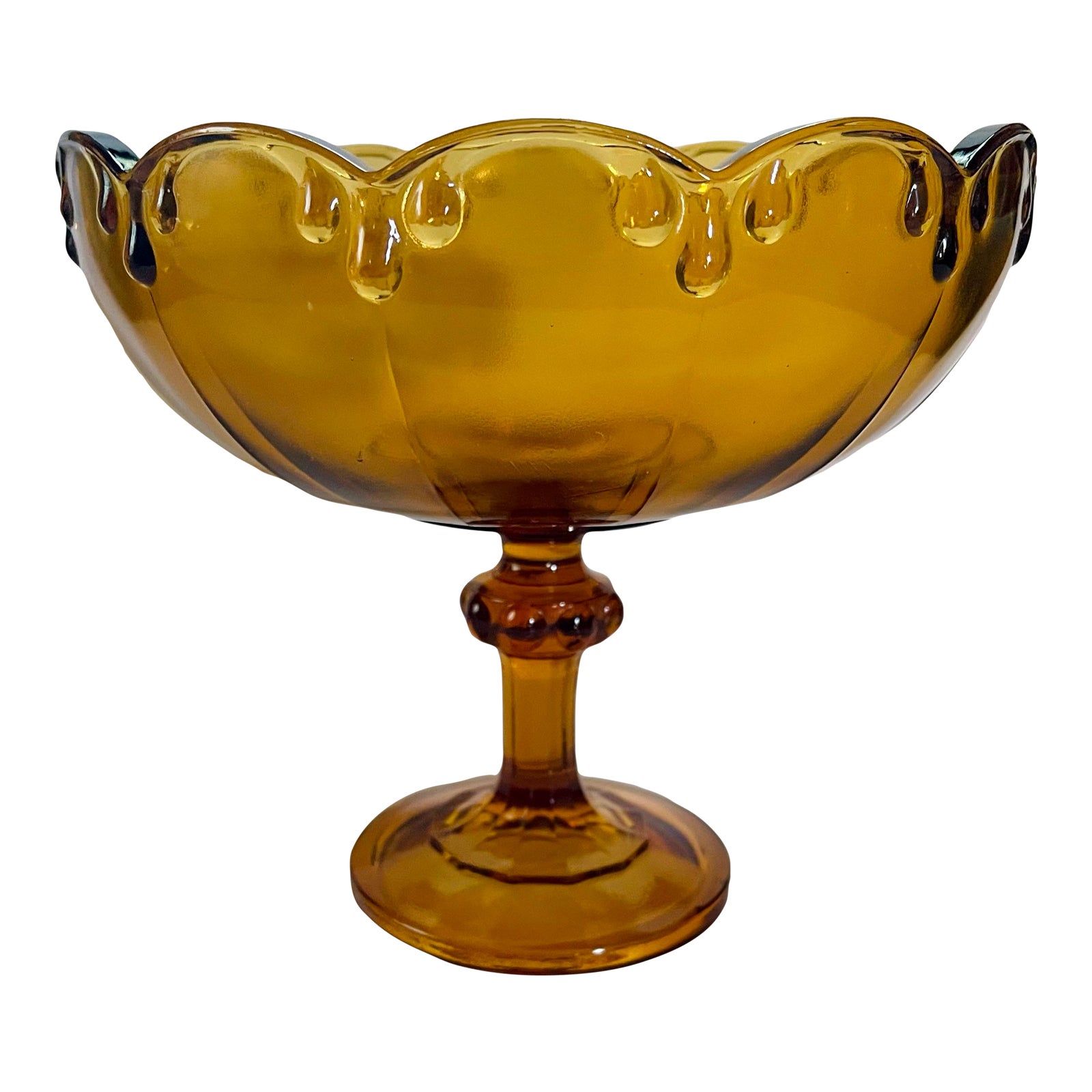 Amber Glass Footed Centerpiece Dish by the Indiana Glass Company | Chairish