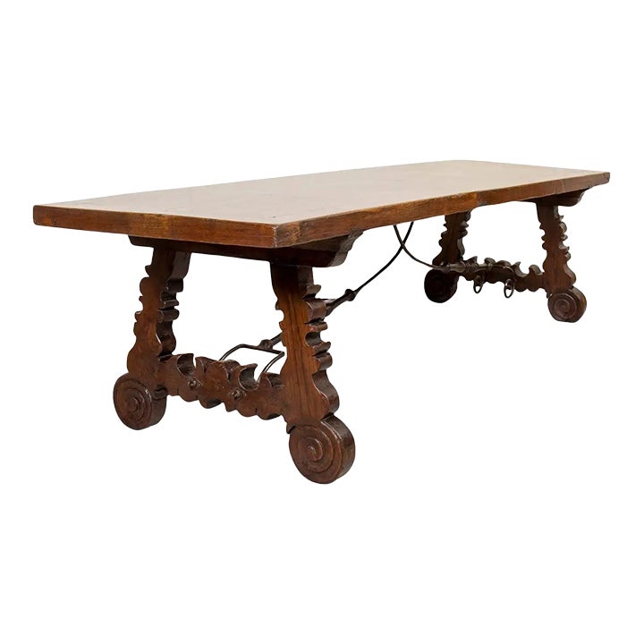 Mid-19th Century Spanish Catalan Carved Oak Dining Trestle Table With ...