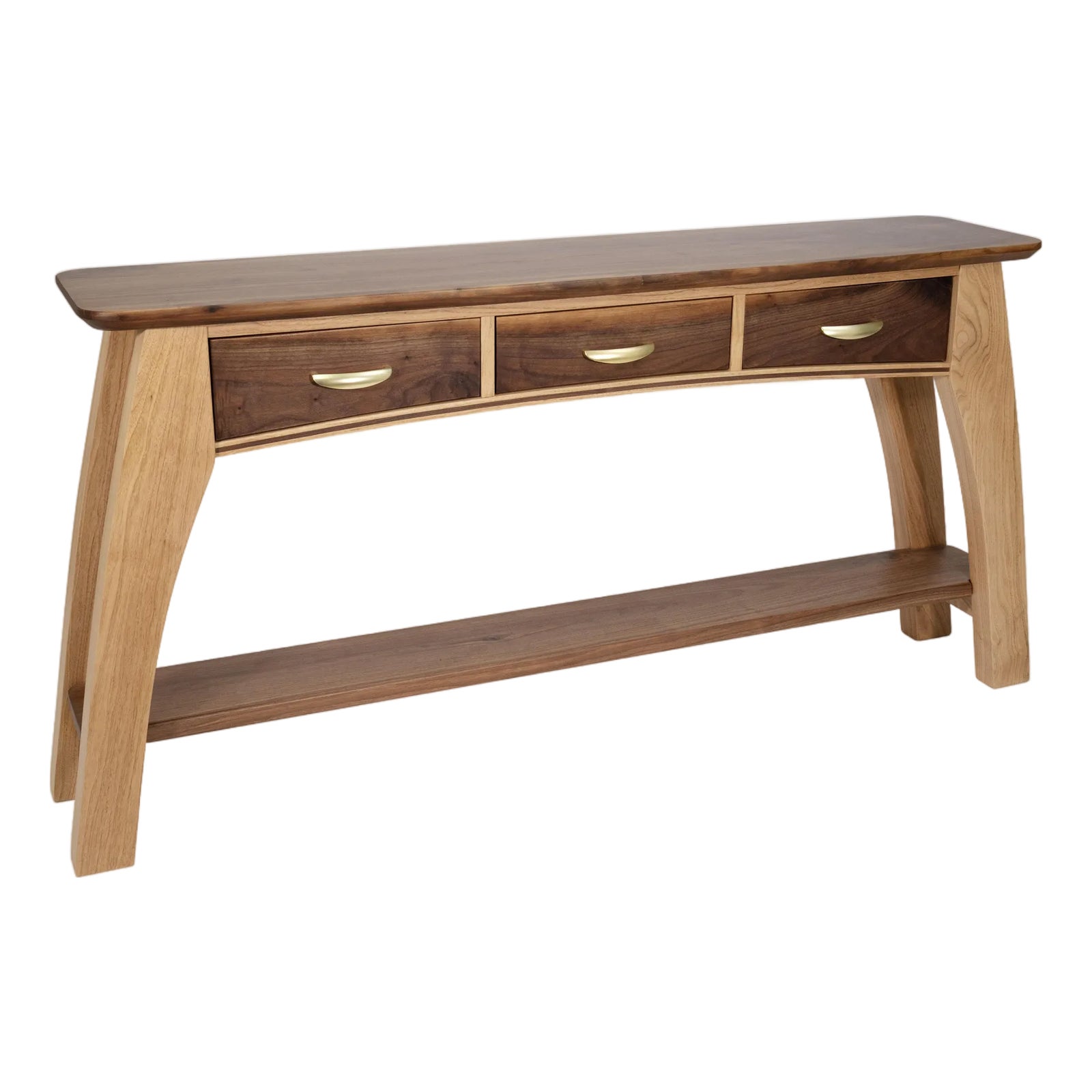 Walnut & Butternut Mixed Wood Custom Made Console Table | Chairish