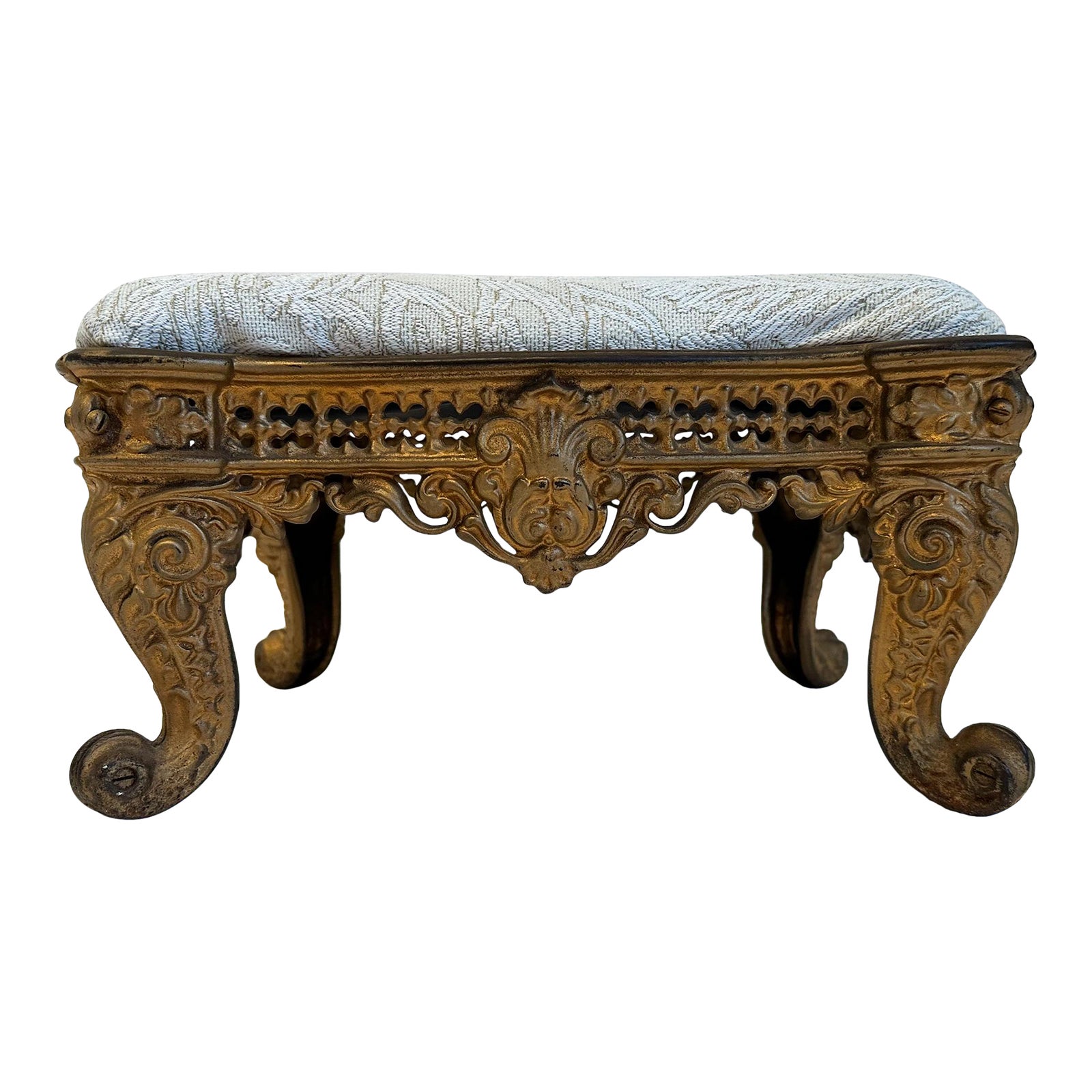 1970s Vintage Footstool Cast Iron Foot Stool Ornate Victorian Louis XV ...