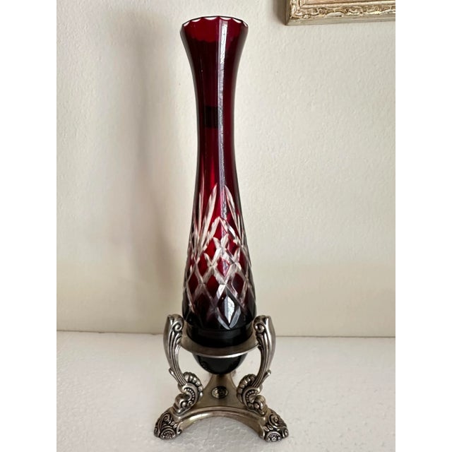 Vintage 1960s Crystal Legends by Godinger Crystal Ruby Red Cut to Clear ...