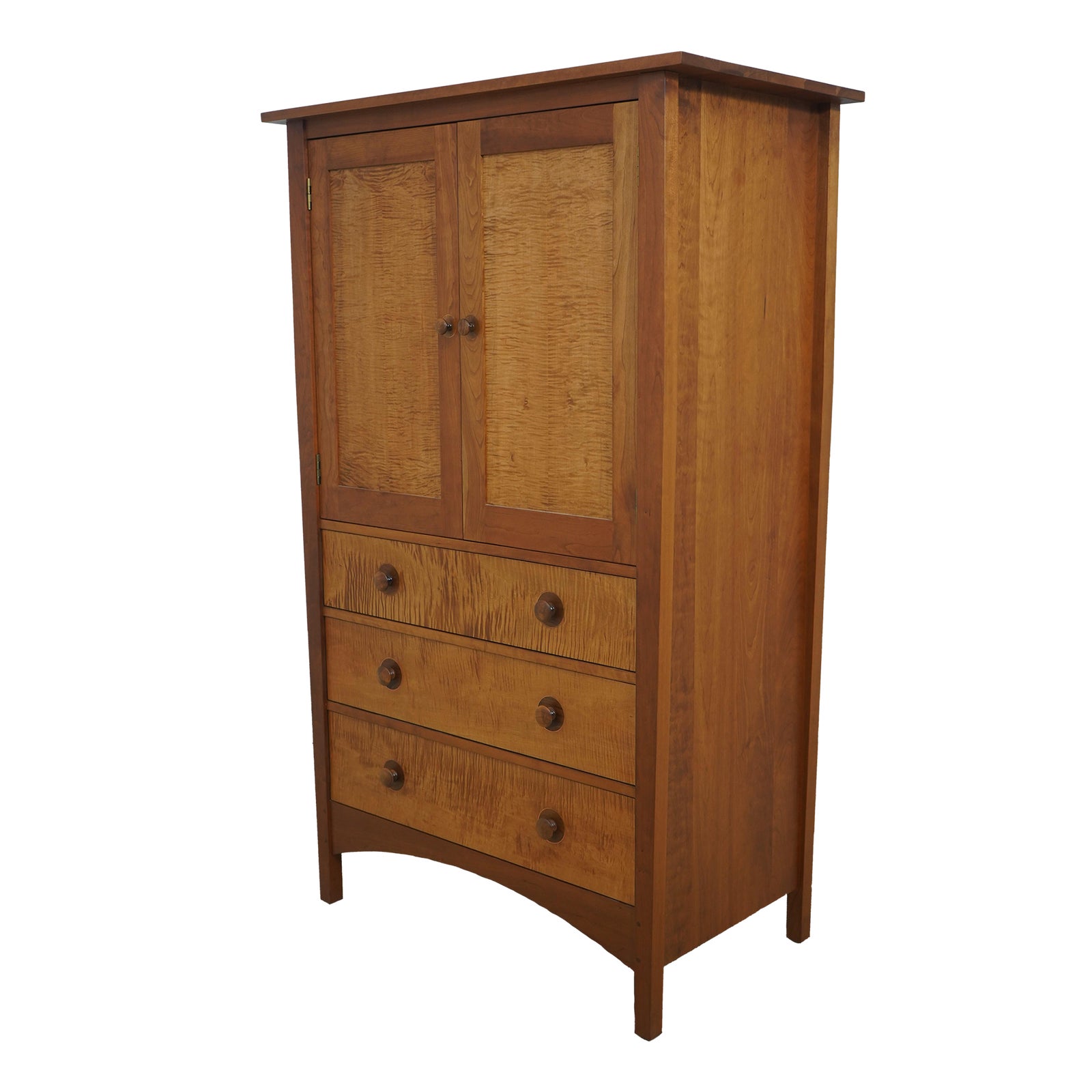 Stickley Tiger Maple & Cherry Bedroom Armoire Chest | Chairish