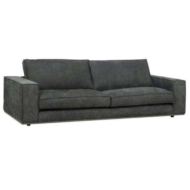 Slate Soft Grey Leather Sofa | Chairish
