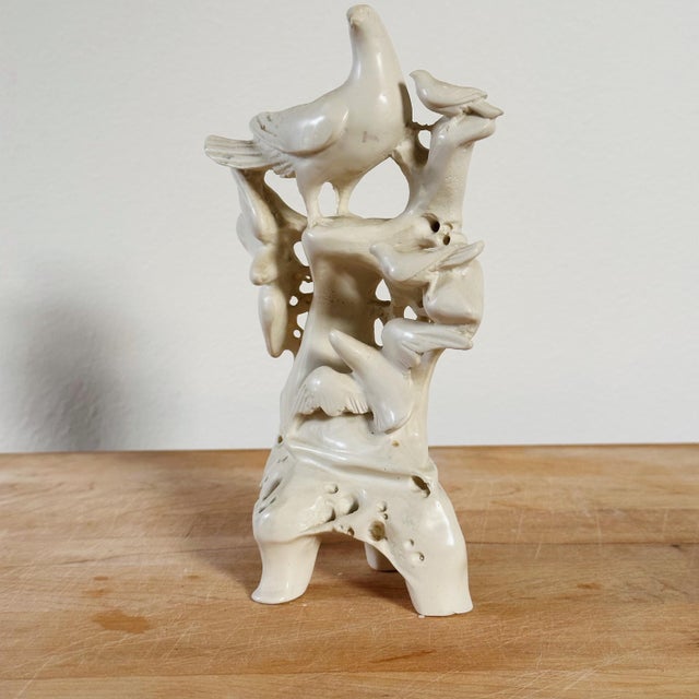 Vintage Asian Carved Object d'Arte Depicting Birds on Tree | Chairish