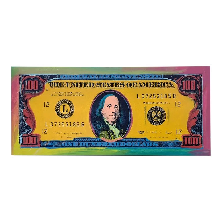 Steve Kaufman One Hundred Dollar Bill, Unique Hand Painted Silkscreen ...